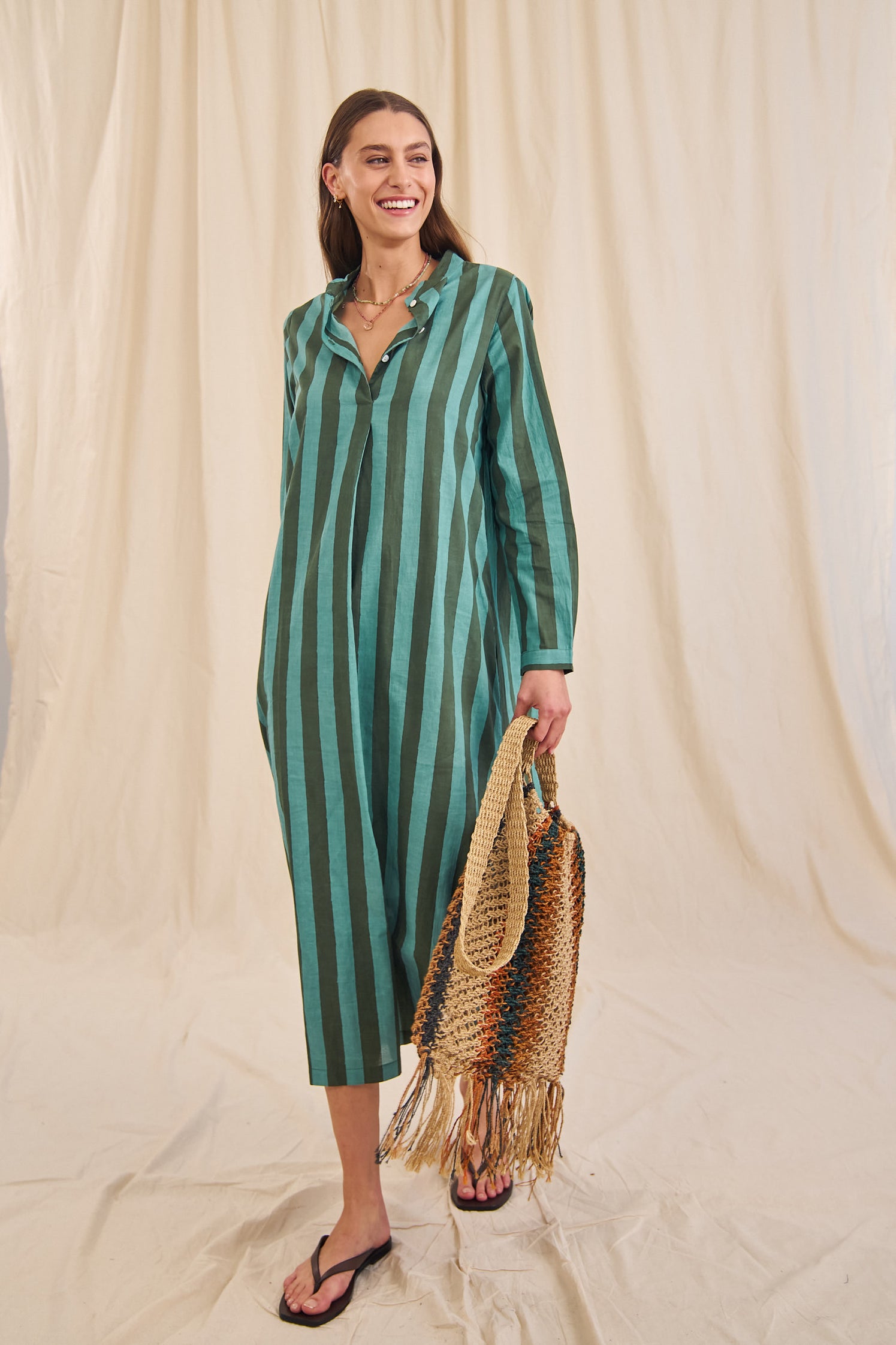 Talitha dress in thick emerald stripe - 1 XS LEFT – Read & Bell