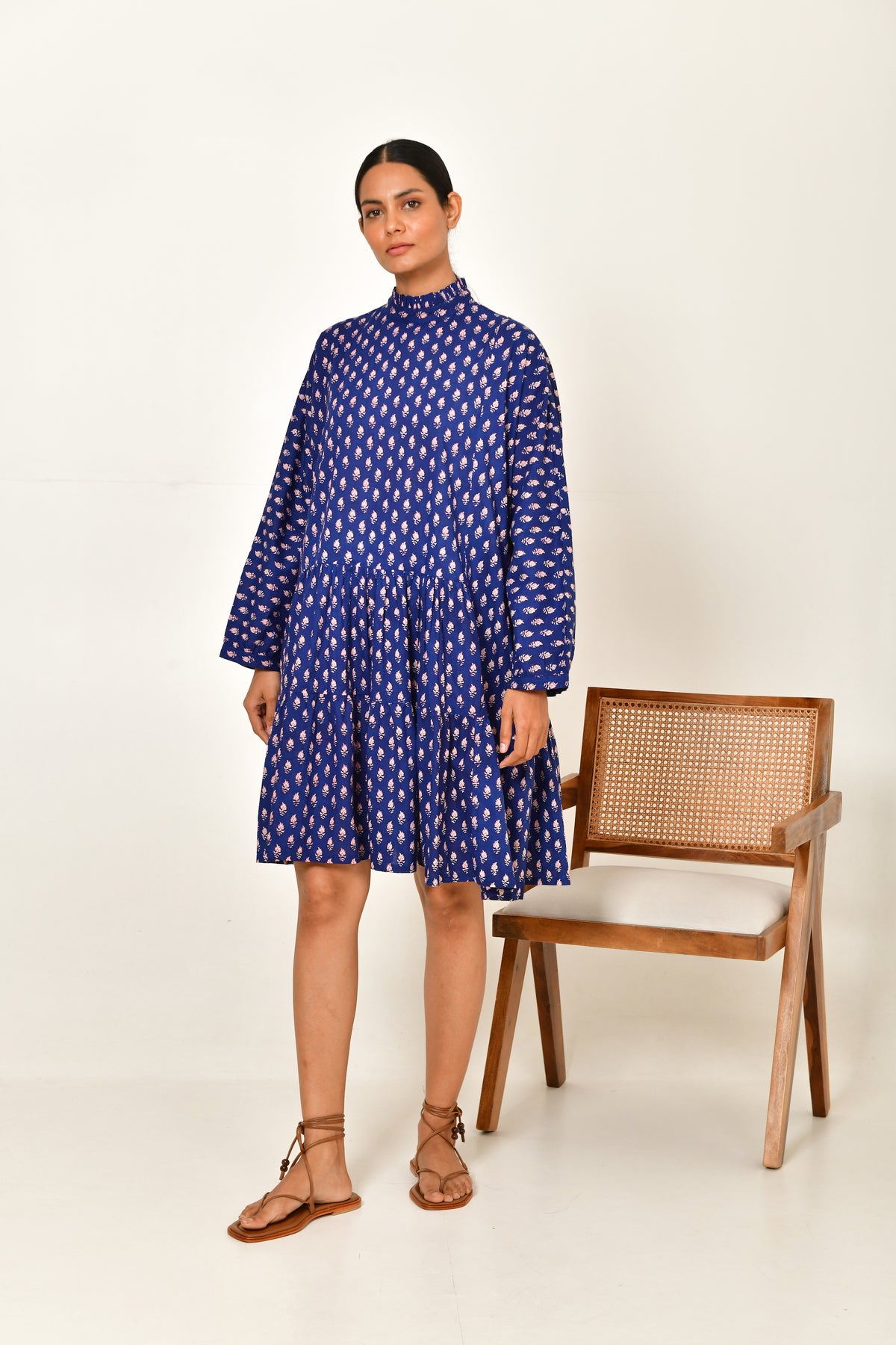 Ines dress in navy buti print - FINAL SALE – Read & Bell